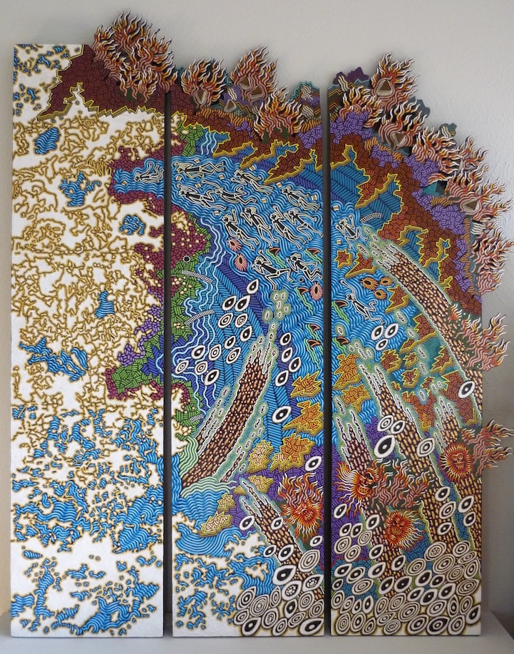 Elaborately Detailed and Colorful Sculptural Paintings by Terry Hays
