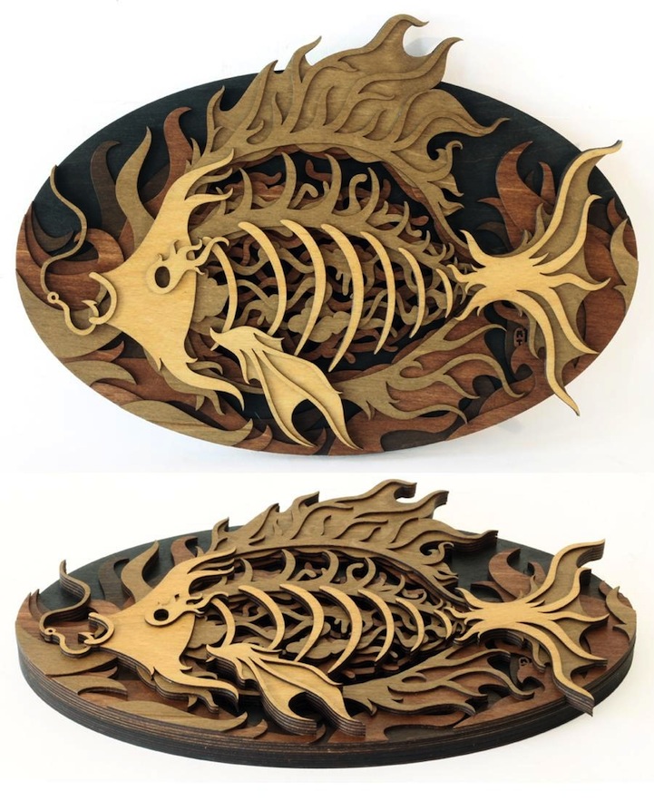 Amazingly Detailed Illustrations Transformed Into Laser Cut Wood Designs