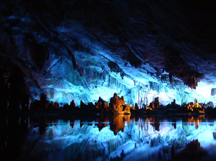 Multicolored Stalagmites and Stalactites in China's Famous Cave